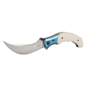 CRKT Ritual Assisted Pocket Knife: Everyday Carry Utility Folder, Sandvik 12C27 Steel Recurve Blade with Satin Finish, Liner Lock, Flipper Open, Ivory Resin Infused Fiber Handles 7471