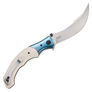 CRKT Ritual Assisted Pocket Knife: Everyday Carry Utility Folder, Sandvik 12C27 Steel Recurve Blade with Satin Finish, Liner Lock, Flipper Open, Ivory Resin Infused Fiber Handles 7471