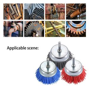 TILAX 3 Inch Abrasive Wire Cup Brush Assorted Cup Brushes 3 Pcs, Nylon Cup Brush for Drill 1/4" Arbor, Grit 80# 120# 320# Cleaning Rust, Stripping and Abrasive, for Drill Attachment