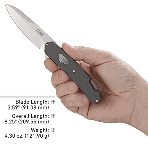 CRKT Bona Fide EDC Folding Pocket Knife: Take Apart Field Strip, Satin Drop Point Blade, Flipper Open, Liner Lock, Aluminum Handle, Low Profile Pocket Clip K540GXP