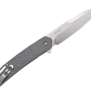 CRKT Bona Fide EDC Folding Pocket Knife: Take Apart Field Strip, Satin Drop Point Blade, Flipper Open, Liner Lock, Aluminum Handle, Low Profile Pocket Clip K540GXP