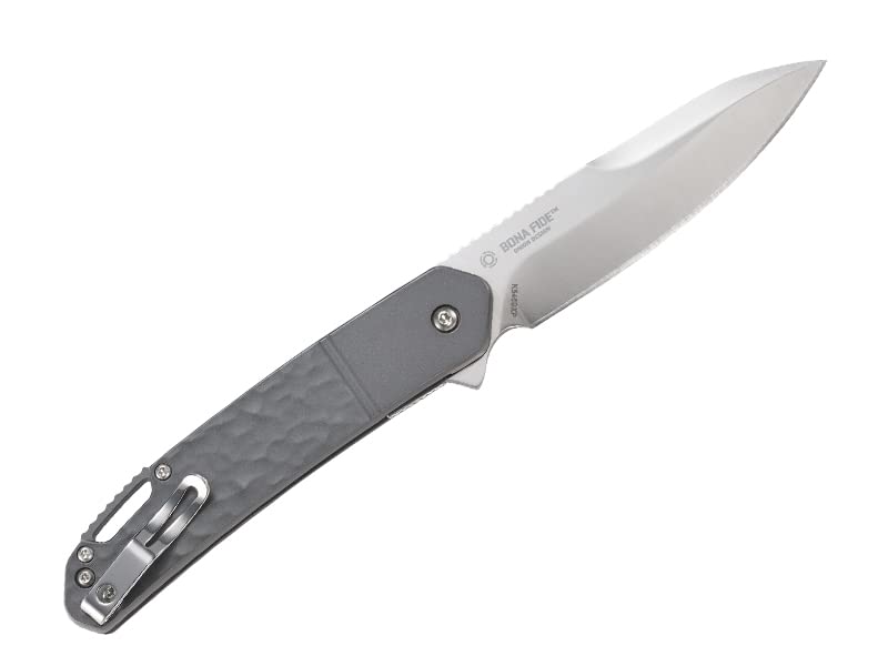 CRKT Bona Fide EDC Folding Pocket Knife: Take Apart Field Strip, Satin Drop Point Blade, Flipper Open, Liner Lock, Aluminum Handle, Low Profile Pocket Clip K540GXP