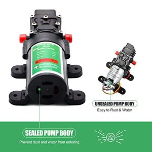 LONGRUN 12V Water Pump Diaphragm Sprayer Pumps with Adjustable Pressure Switch, 3L/Min 0.8GPM 65PSI Self Priming Fresh Water Pump for RV, Camper, Marine Boat, Lawn Watering