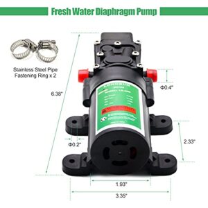 LONGRUN 12V Water Pump Diaphragm Sprayer Pumps with Adjustable Pressure Switch, 3L/Min 0.8GPM 65PSI Self Priming Fresh Water Pump for RV, Camper, Marine Boat, Lawn Watering