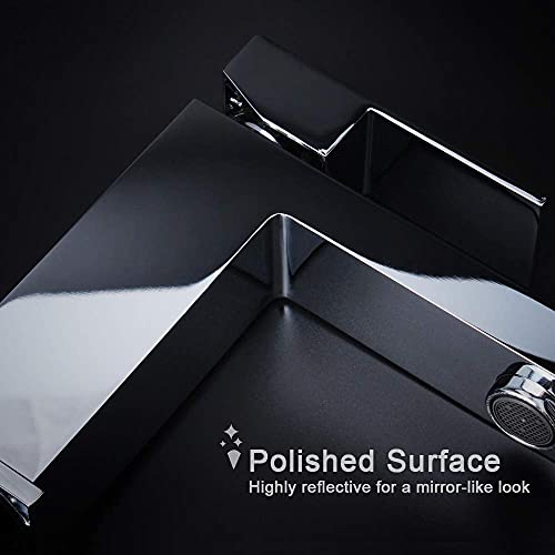 CELAENO Single Hole Bathroom Faucet, Modern Single Handle Bathroom Faucet with All Metal Pop Up Drain, Chrome Heavy Duty Square Bathroom Sink Faucet