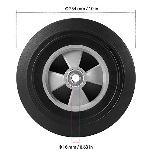 HOZEON 2 Pack 10 Inches Solid Rubber Hand Truck Wheel, 5/8 Inch Axle Size, Universal Replacement Tire for Hand Truck, Hand Truck Replacement Wheels for Cart, Hand Truck, Wagons, 330 lb Load Capacity