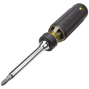 klein tools 32305 multi-bit ratcheting screwdriver, 15-in-1 tool with phillips, slotted, square, torx and combo bits and 1/4-inch nut driver