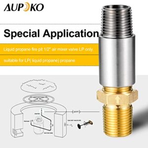 Aupoko Liquid Propane Gas Fire Pits 1/2" Air Mixer Valve, LP Mixer Valve with High Capacity 90K BTU and Stainless Steel, 1/2" Female and Male Thread, Fits for Outdoor DIY Propane Fire Pit