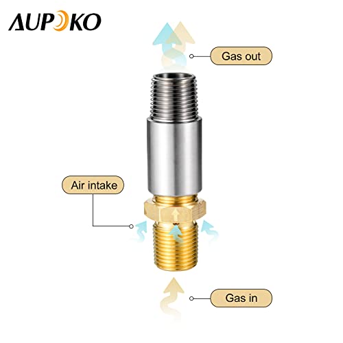 Aupoko Liquid Propane Gas Fire Pits 1/2" Air Mixer Valve, LP Mixer Valve with High Capacity 90K BTU and Stainless Steel, 1/2" Female and Male Thread, Fits for Outdoor DIY Propane Fire Pit