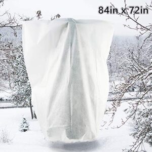 Cthenqeeu H84 x W72 Plant Covers Freeze Protection - Shrub Cover, Winter Tree Cover with Drawstring for Season Extension & Frost Protection, White