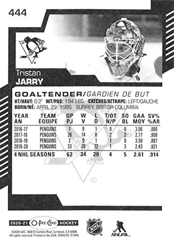 2020-21 O-Pee-Chee #444 Tristan Jarry Pittsburgh Penguins Hockey Card