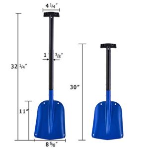 SHANTRA Aluminum Snow Shovel, Collapsible Utility Shovel 3 Piece Design, Lightweight Portable Car Emergency Shovel Aluminum Alloy Snow Mud Removal Tool