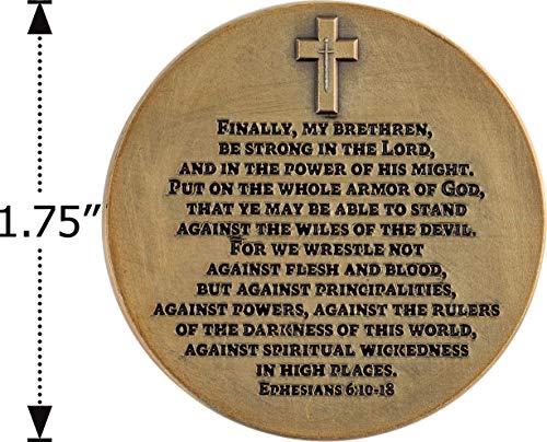 Armor of God, Christian Challenge Coin for Bible Study, Youth Groups, Handout for Teens, Religious Antique Gold-Color Plated Prayer Token