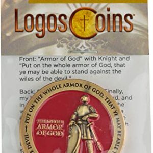 Armor of God, Christian Challenge Coin for Bible Study, Youth Groups, Handout for Teens, Religious Antique Gold-Color Plated Prayer Token