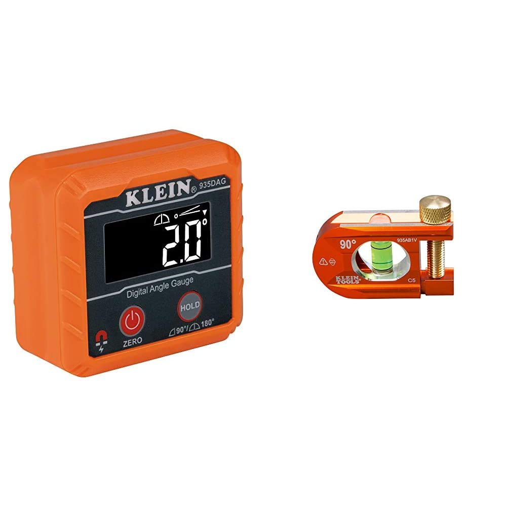 Klein Tools 935DAG Digital Electronic Level and Angle Gauge, Measures 0-90 and 0-180 Degree Ranges, Measures and Sets Angles & 935AB1V ACCU-BEND Level, 1 Vial