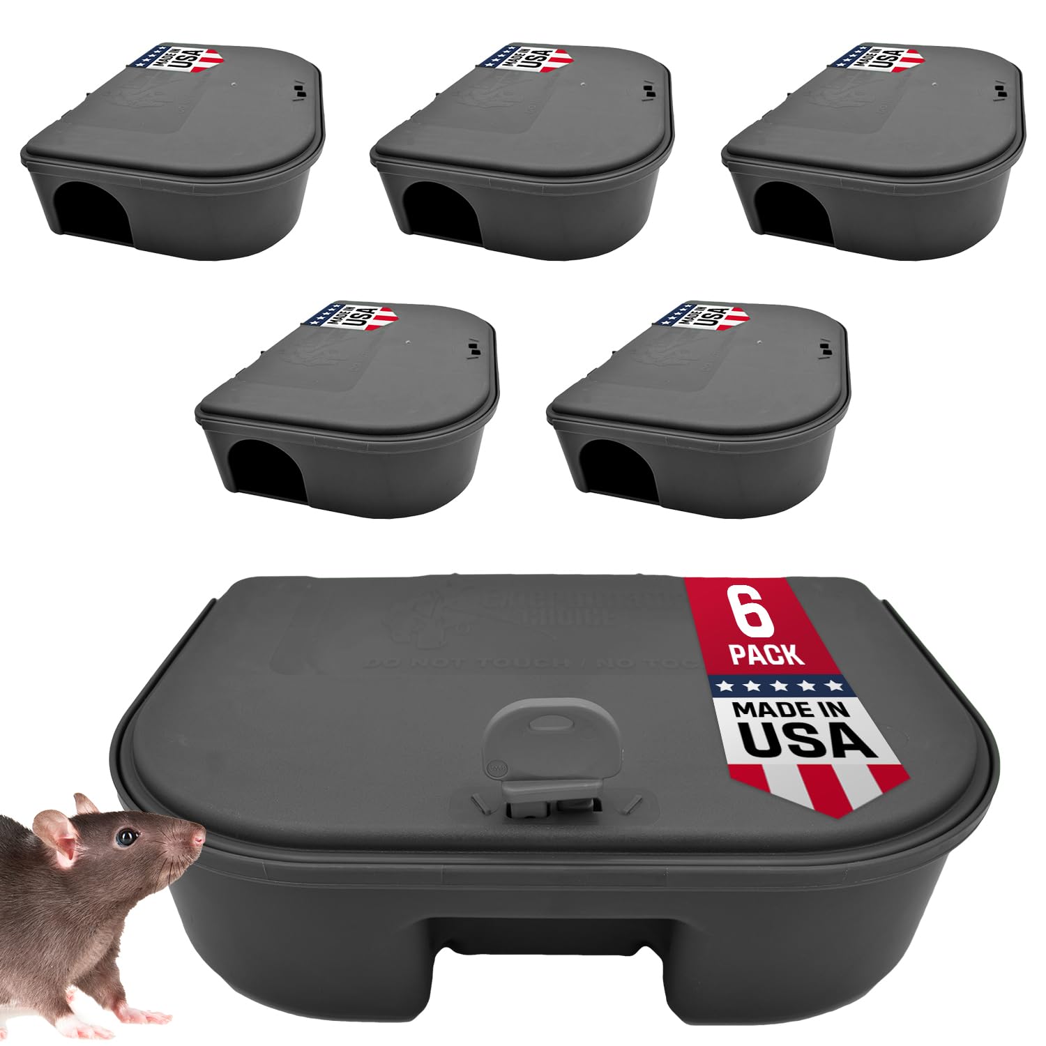 Exterminator’s Choice - Mice Bait Station - Includes Six Small Bait Station and One Key - Heavy Duty Bait Box - Durable and Discreet