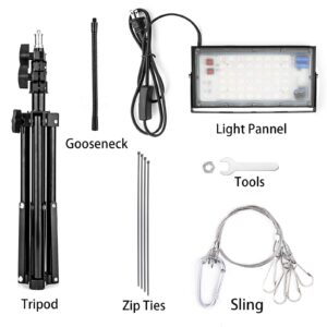 LORDEM Plant Grow Light with Stand, 150W Full Spectrum Plant Lamp for Seedlings Indoor Plants, LED Standing Floor Grow Lamp with On/Off Switch, Adjustable Tripod Stand 18-47 Inches