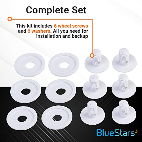 BlueStars Pack of 6 Ultra Durable C-55 C55 White Plastic Wheel Screws with Pack of 6 Extra Washers Pool Cleaner Replacement Parts Exact Fit for Polaris Pool Cleaner 180/280