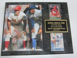 reds pete rose cubs ernie banks 2 card collector plaque w/8x10 color photo