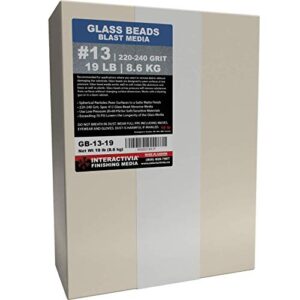 #13 glass beads - 19 lb or 8.6 kg - blasting abrasive media (fine) 220-240 mesh or grit - spec no 13 for blast cabinets or sand blasting guns - small beads for cleaning and finishing