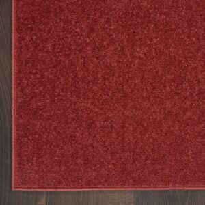 Nourison Essentials Indoor/Outdoor Brick Red 9' x 12' Area Rug, Easy Cleaning, Non Shedding, Bed Room, Living Room, Dining Room, Backyard, Deck, Patio (9x12)