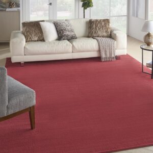 Nourison Essentials Indoor/Outdoor Brick Red 9' x 12' Area Rug, Easy Cleaning, Non Shedding, Bed Room, Living Room, Dining Room, Backyard, Deck, Patio (9x12)