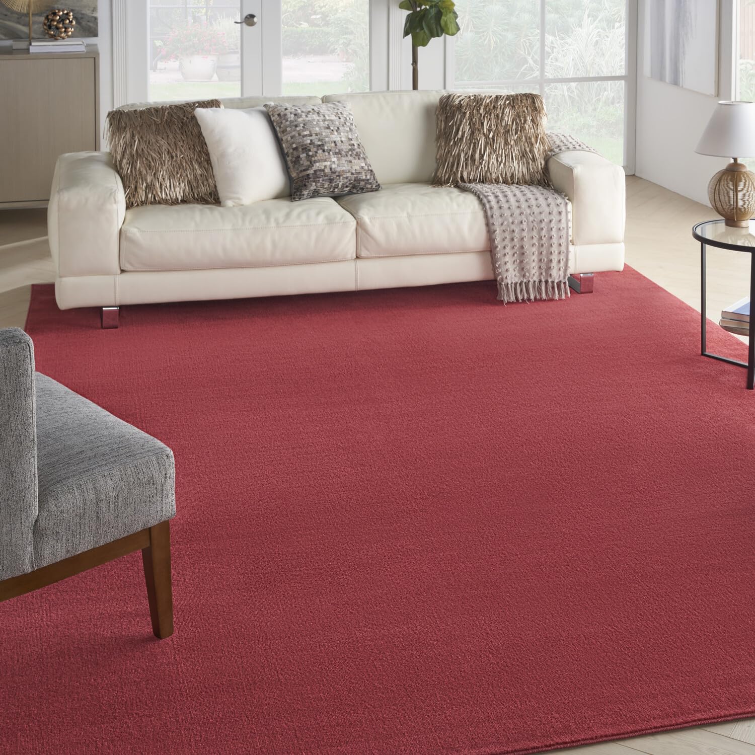 Nourison Essentials Indoor/Outdoor Brick Red 9' x 12' Area Rug, Easy Cleaning, Non Shedding, Bed Room, Living Room, Dining Room, Backyard, Deck, Patio (9x12)