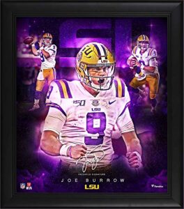 joe burrow lsu tigers framed 15" x 17" stars of the game collage - facsimile signature - college player plaques and collages