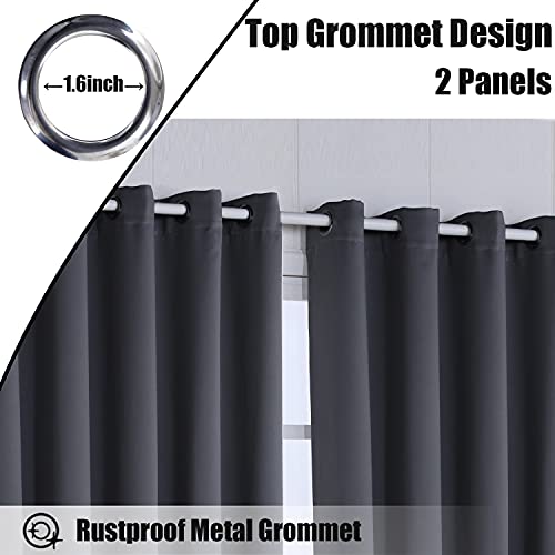 BONZER Waterproof Indoor/Outdoor Curtains for Patio - Thermal Insulated, Sun Blocking Grommet Blackout Curtains for Bedroom, Porch, Living Room, Pergola, Cabana, 2 Panels, 52 x 84 inch, Dark Grey