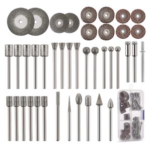 cedilis 43-pack stone carving set - 26 diamond burr bits, 10 impeller, 4 diamond cutting wheel, polishing rotary tools for stone, rocks, jewelry, glass, ceramics rotary tools