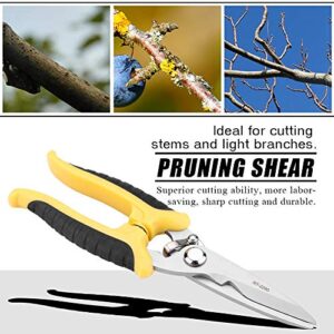 GYDXJGJ 8" 200mm Stainless Steel Pruning Shears Cutter Home Gardening Plant Scissor Branch Pruner Hand Tool