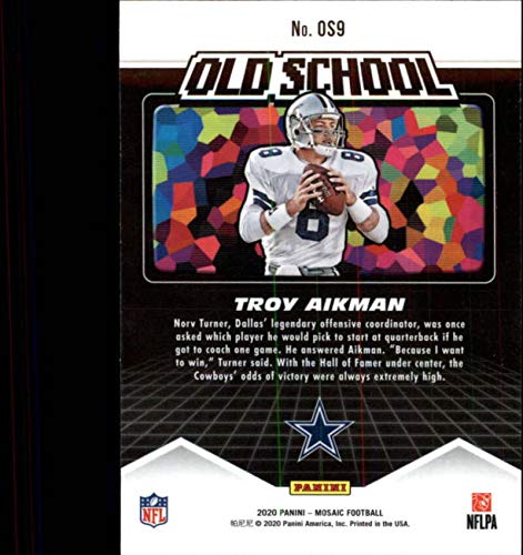 2020 Mosaic Football Old School #9 Troy Aikman Dallas Cowboys Official Panini NFL Trading Card