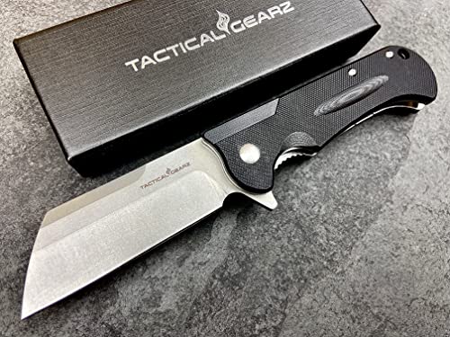 TACTICAL GEARZ G10 Pocket Knife! TG Eros, G10 Handle! Razor Sharp Stonewashed D2 Steel Blade! Ball Bearing Pivot System! Includes Sheath! (Eros)