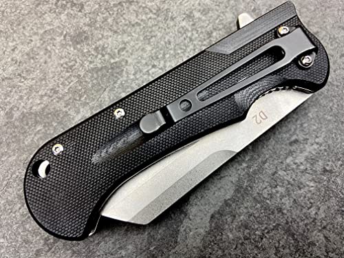 TACTICAL GEARZ G10 Pocket Knife! TG Eros, G10 Handle! Razor Sharp Stonewashed D2 Steel Blade! Ball Bearing Pivot System! Includes Sheath! (Eros)