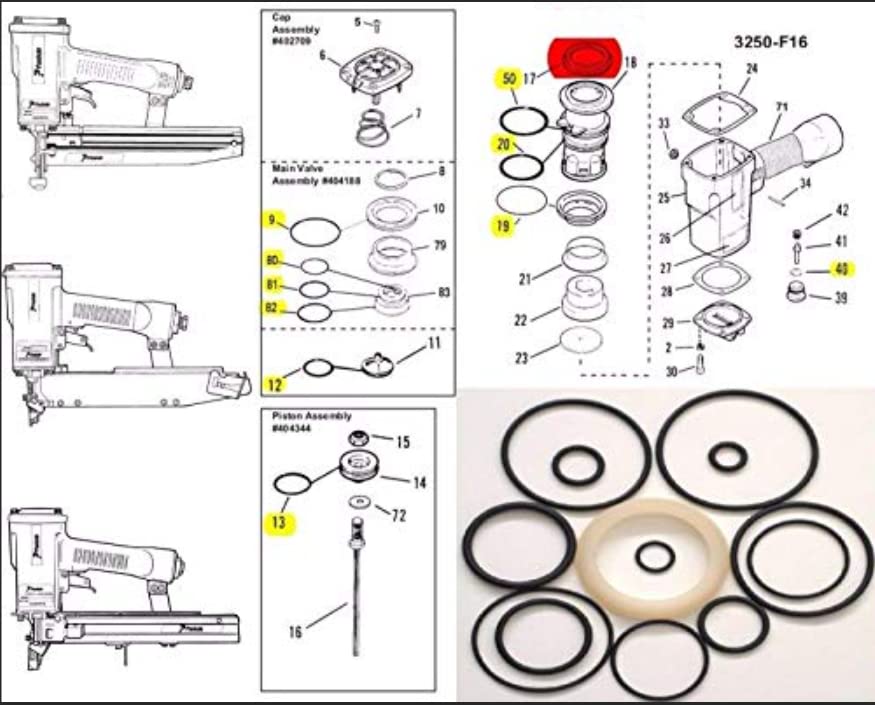 904689 replacement nailer head valve seal for Porter Cable FN250B FN251