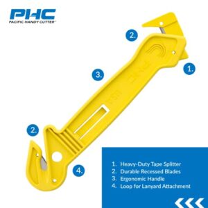 Pacific Handy Cutter EBC2 Dual Head Concealed Safety Cutter, Safe and Efficient Cutting for Shrink Wrap, Film, Cardboard, Tape, Plastic Straps, and much more