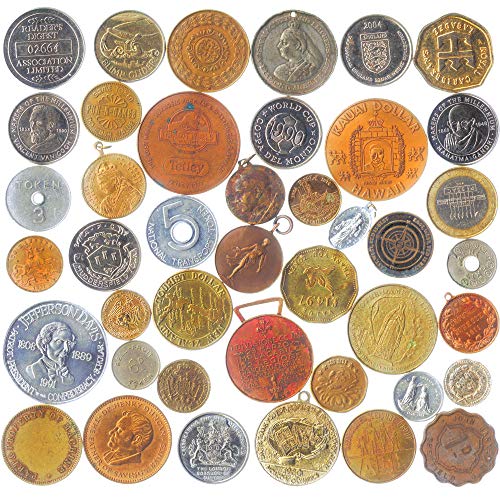 20 PCS Mix of EXONUMIA: Tokens, Medals, Souvenir Medallions, Elongated Coins...