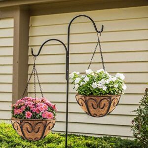 CABASAA 2 Pack Metal Hanging Planter Basket with Coco Coir Liner Chain Round Wire Plant Holder Flower Pots Hanger Garden Decoration Porch Decor Watering Hanging Baskets Indoor Outdoor (12 INCH New)