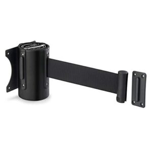 new star foodservice 1028829 16 foot fixed wall mount retractable belt barrier, black belt