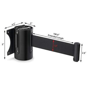 New Star Foodservice 1028829 16 Foot Fixed Wall Mount Retractable Belt Barrier, Black Belt