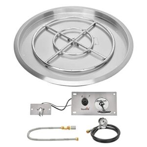 stanbroil 31 inch round drop-in fire pit pan with spark ignition kit propane gas version