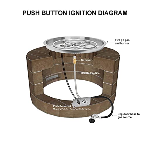 Stanbroil 31 inch Round Drop-in Fire Pit Pan with Spark Ignition Kit Propane Gas Version