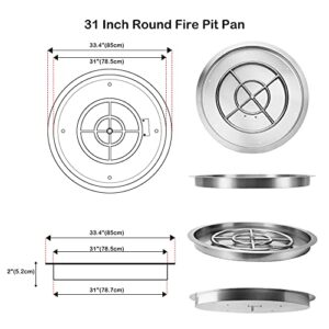 Stanbroil 31 inch Round Drop-in Fire Pit Pan with Spark Ignition Kit Propane Gas Version