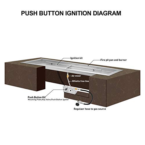 Stanbroil 48 inch Rectangular Drop-in Fire Pit Pan with Spark Ignition Kit Propane Gas Version, Rated for up to 185,000 BTU Max