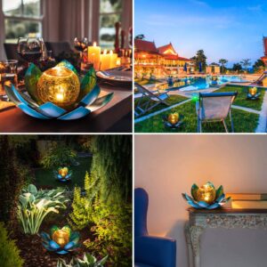 Huaxu Solar Light Outdoor Metal Glass Decorative Waterproof Garden Light LED Lotus Flower Table Lamp