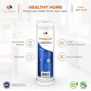 Aquaboon 5 Micron 10 x 2.5 inch | Premium Whole House Replacement Water Filter Cartridge | Coconut Shell Activated Carbon Block CTO | Whirlpool WHA2BF5, iSpring FC15, Culligan HF-360A, 25 Pack