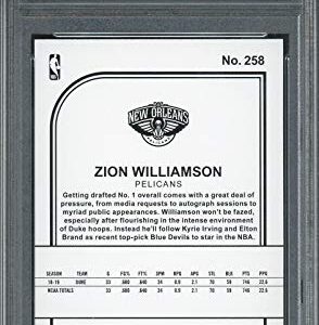 Zion Williamson 2019 Panini Hoops Basketball Rookie Card RC #258 Graded PSA 9 MINT