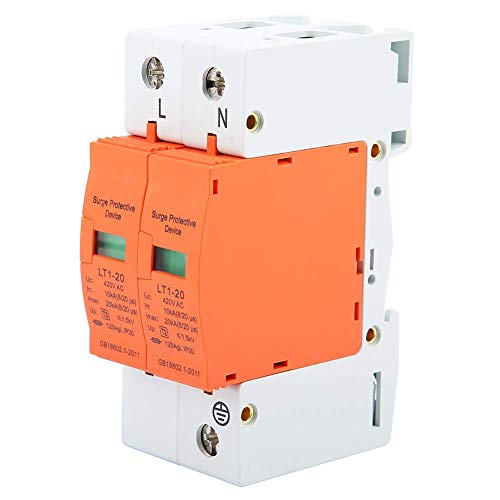 2 Pole 1 Piece Protection Device DIN Rail Mount Protector Low Voltage Device 10-20KA 420V Electronic Lightning Protection