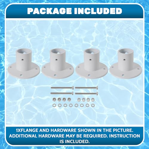 ECOTRIC Replacement Deck Anchor Flange Cast Aluminum Above Ground Pool Ladders and Handrails - 1 7/8” Inch Diameter of 1.9"(4PC)