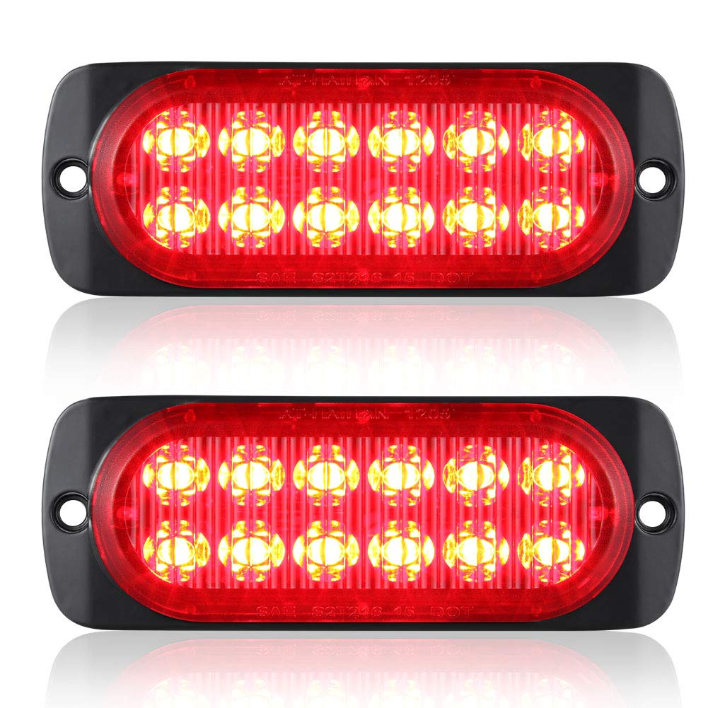 AT-HAIHAN Pack of 2 Aluminum Housing Red LED Trailer Stop Brake Turn Tail Lights, DOT Compliant Waterproof Surface Mount Lighting for Truck Tractor Jeep RV